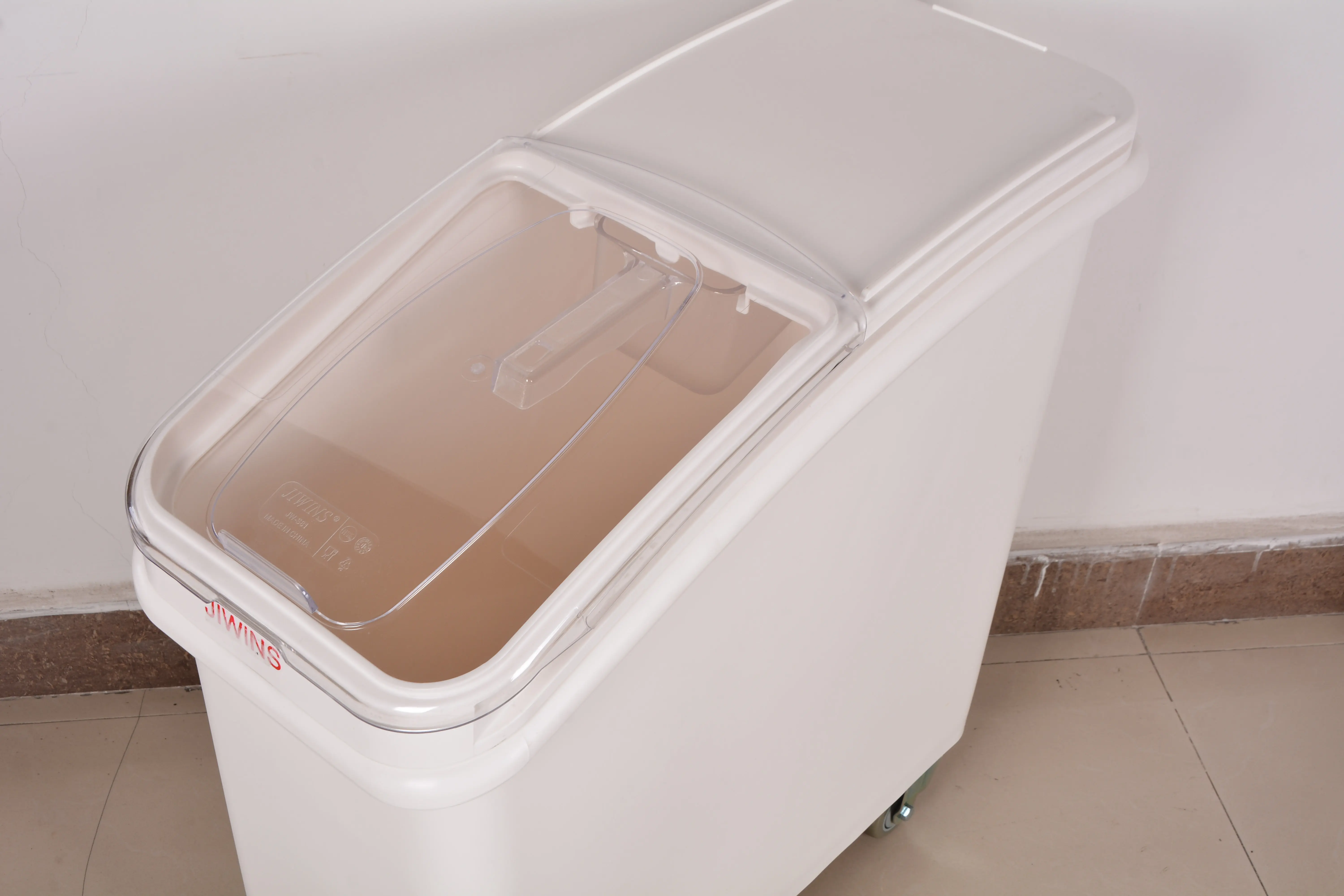 Movable Plastic Food Storage Container Cart - Ingredient Bin Trolley