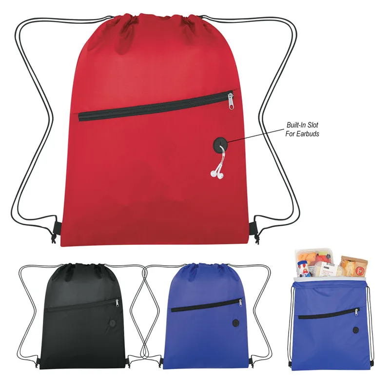 Three Colors Option 210d Polyester Insulated Drawstring Sports Pack ...