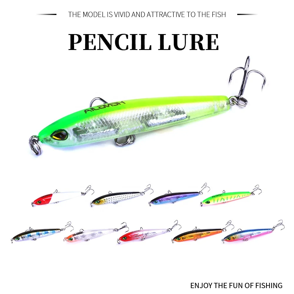 Pencil Sinking Fishing Lures 7.5cm/9g Hard Jigging Straight Blood ...
