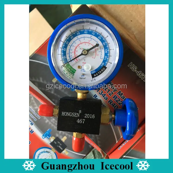 Hongsen À Sens Unique R12/r22/r134/r404 Réfrigérant Simple Collecteur Manomètre Basse Pression ...