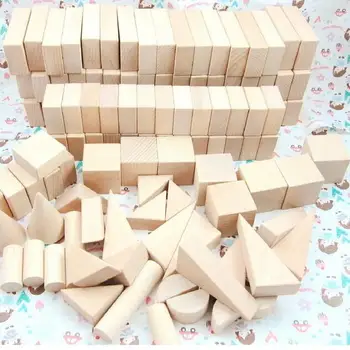 Wooden Blocks 116pcs Wood Building Block Set Natural Beech Wood Block ...