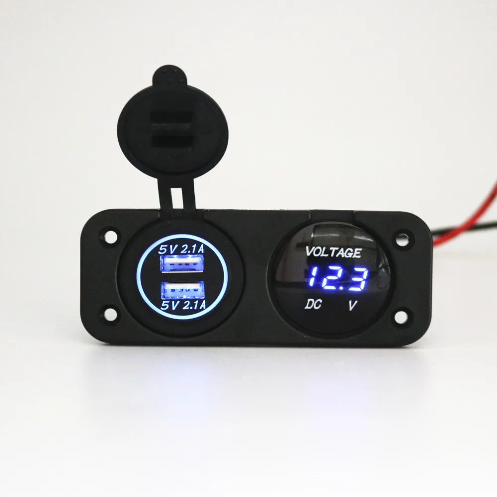 DC 12V 24V LED Display Digitale Voltmetro per Auto Moto Barca Marine ...