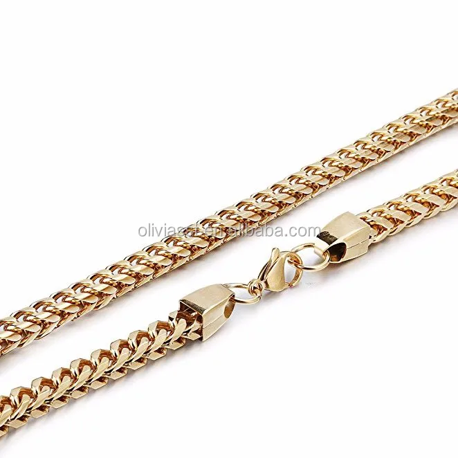 Gold Plated Franco Link Chain 3mm 4mm 5mm 6mm Stainless Steel Bracelet ...