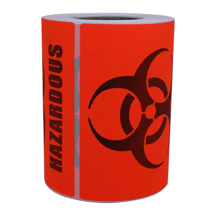 Hybsk Biohazard Warning Labels - 100 Fluorescent Stickers