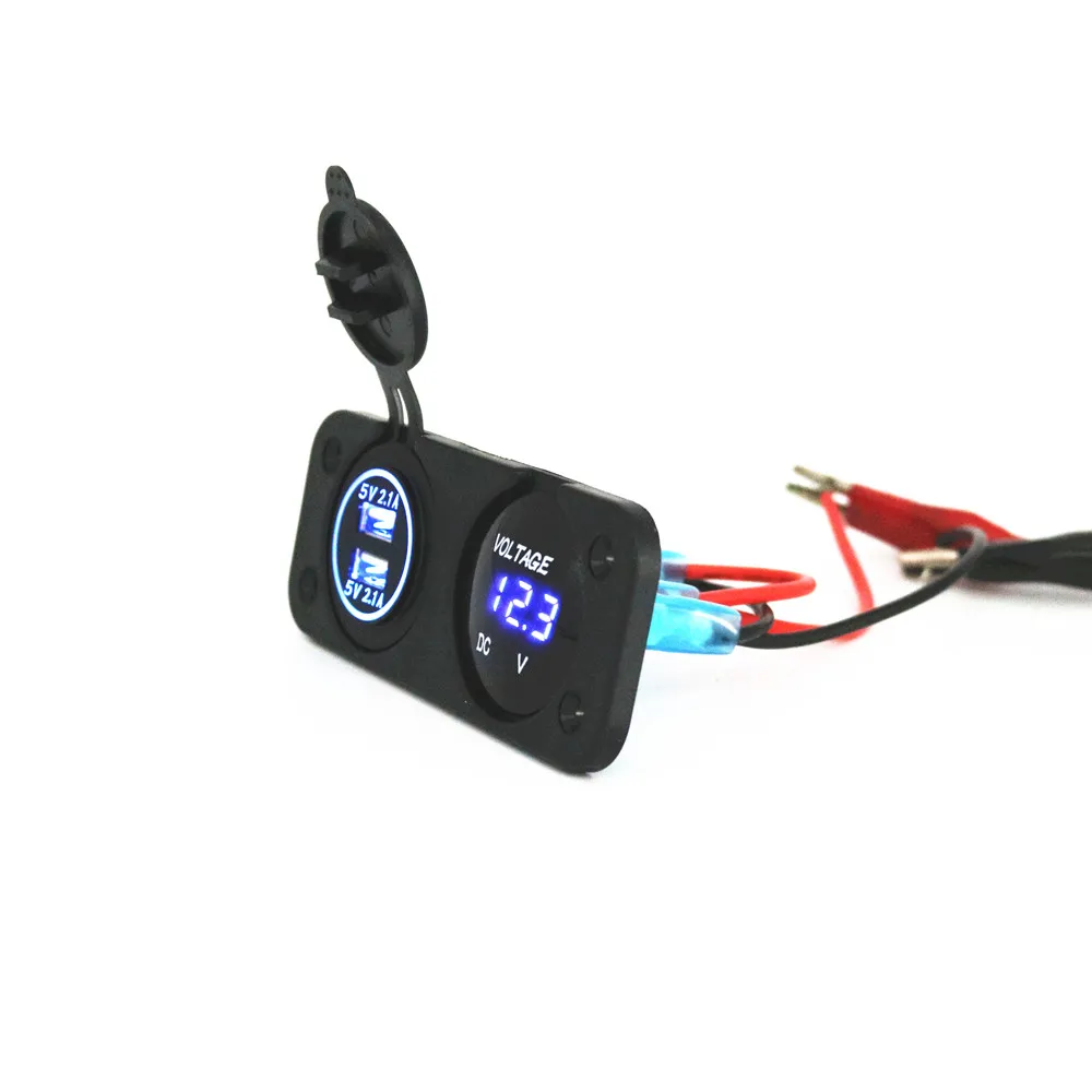 DC 12V 24V LED Display Digitale Voltmetro per Auto Moto Barca Marine ...