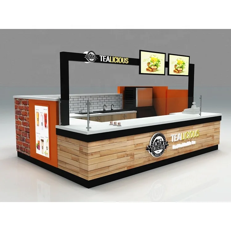Indoor Food Kiosk Design for Shopping Mall - Wood Burger & Waffle Crepe ...
