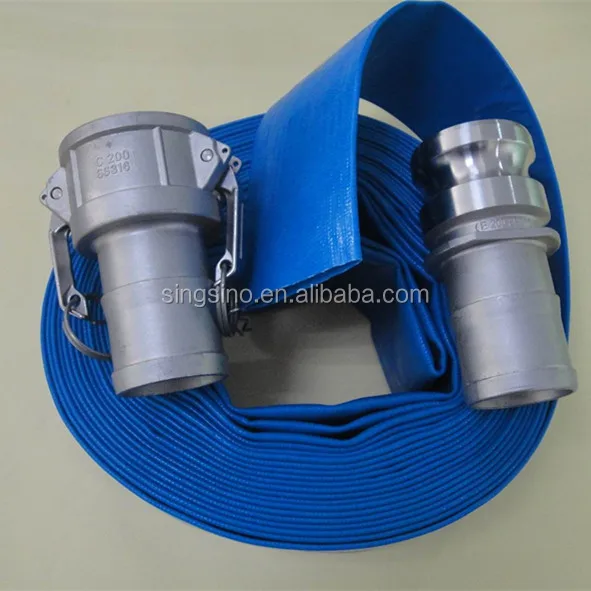 Blue Layflat Pvc Water Discharge Hose Assembly Aluminum Cam & Groove ...