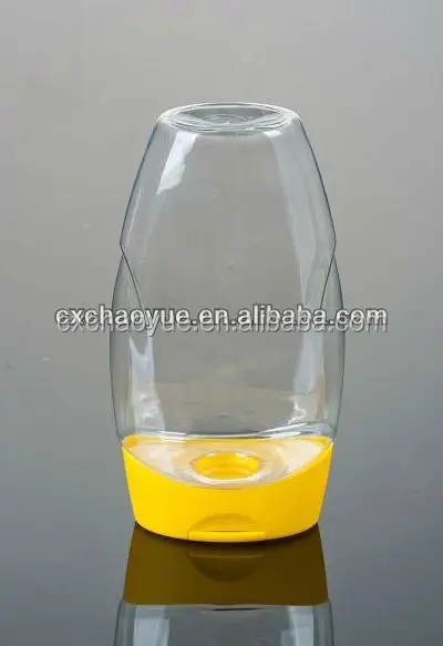 Clear Plastic Inverted Bottle For Honey Food Packing Squeezable Honey ...