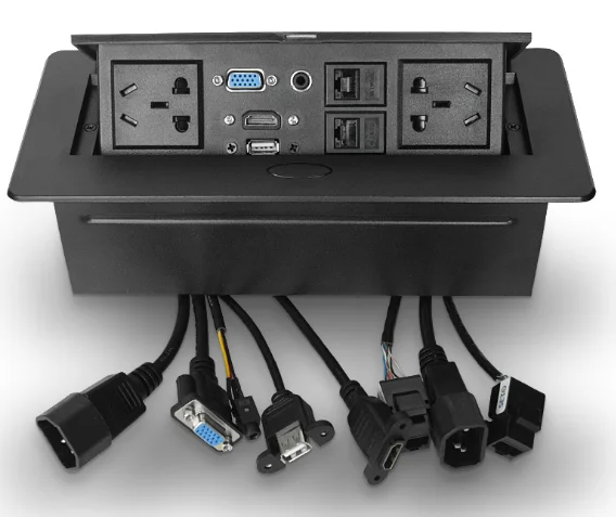 Desk Pop Up Socket Multi Media Outlet Power Plugs Connection Box For ...