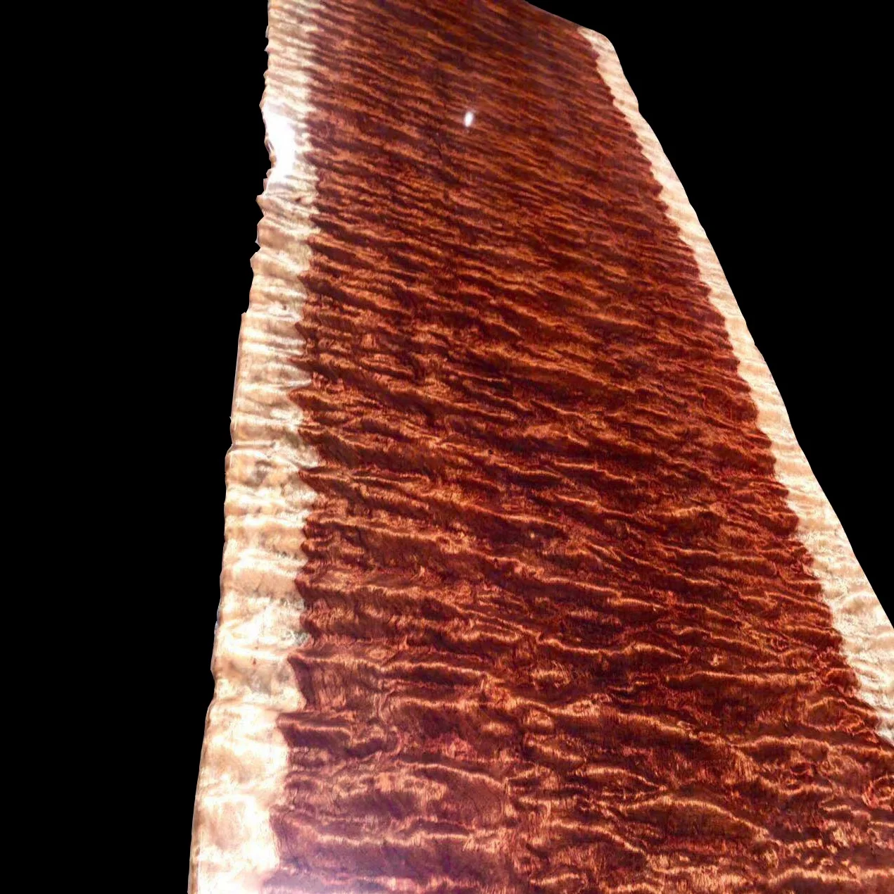 Live Edge Dining Table - 4 Meters Bubinga Board with Metal Base, Modern ...