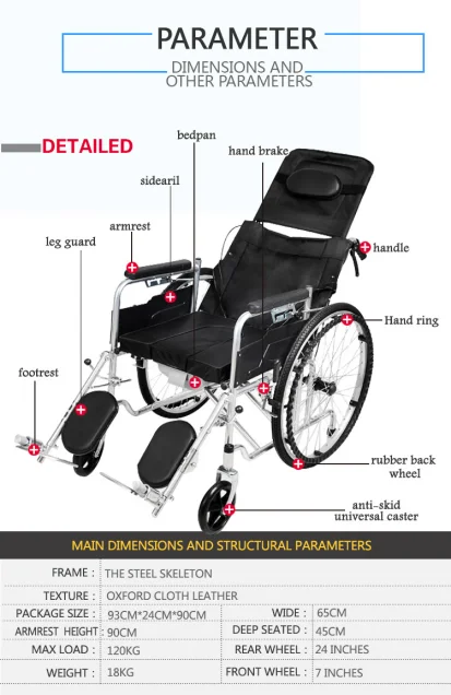Folding Lightweight Wheelchair for Disabled Elderly People