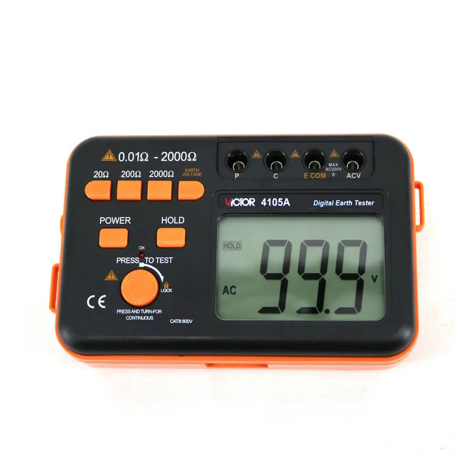 Victor 4105A Digital Earth Ground Resistance Tester 0.1~1000 Ohm 2% ...