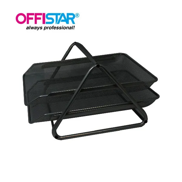 Metal Mesh Office Desk Organizer Storage 2 Layers File Tray For ...