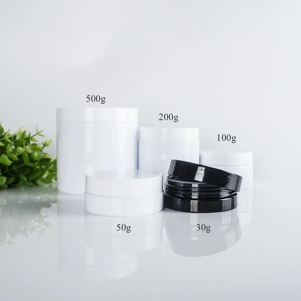 Empty PET Hair Wax Jar Customized Plastic Wide Mouth Flat Eye Mask Jar ...