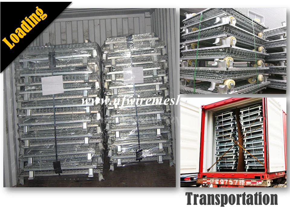 Wire Mesh Pallet For Stacking Folding Warehouse Cage Container Storage ...