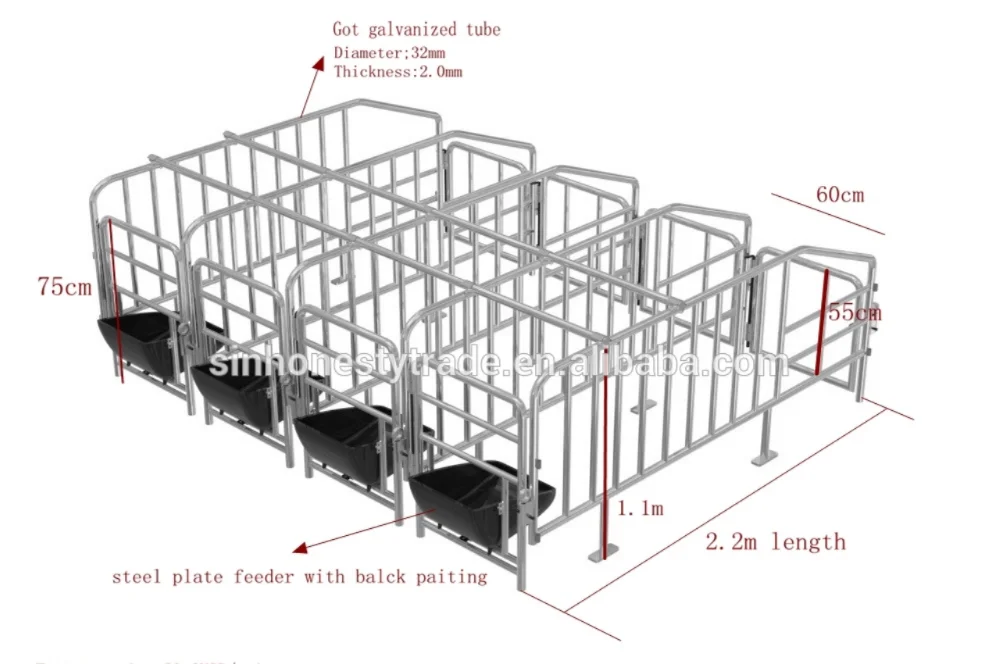 Pig Breeding Equipment Pig Gestation Cage Farrowing Crates for Pig Farm ...
