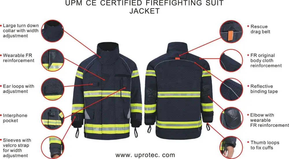 CE Certified EN469 Navy Blue Firefighters Suits by U.protec
