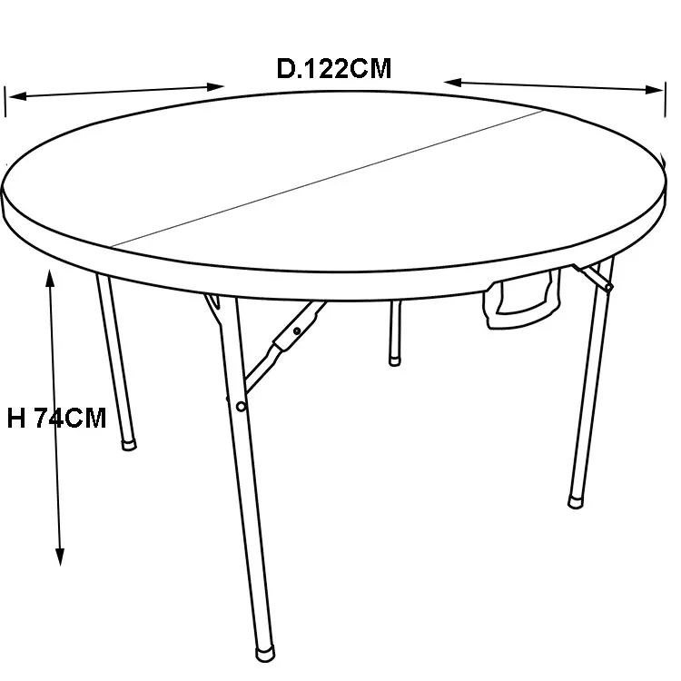 Round 6 Seater Plastic Folding Table And Chair Portable Folding Table ...