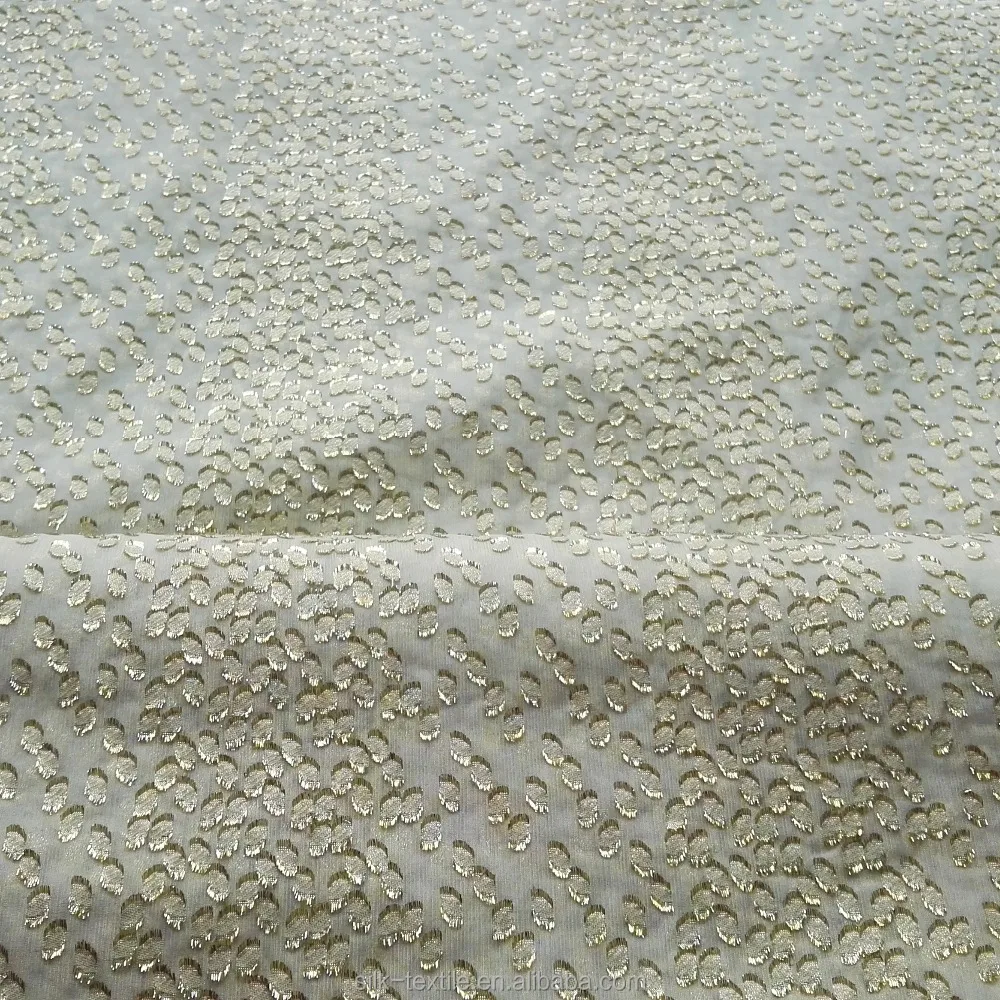 Elegant Dress Fabric Silk Gold Metallic Chiffon Georgette Jacquard ...
