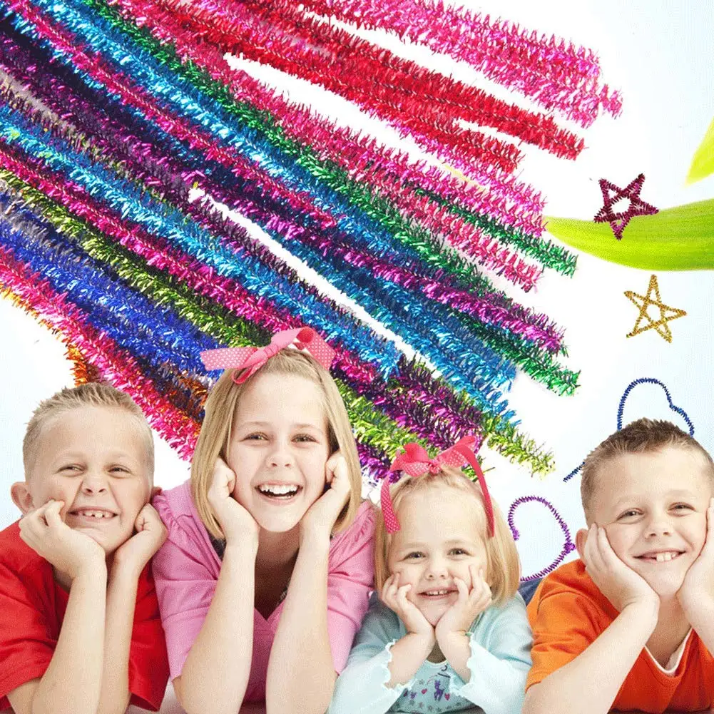 Glitter Sparkle Pipe Cleaners Tinsel Chenille Stems Metallic Pipe ...
