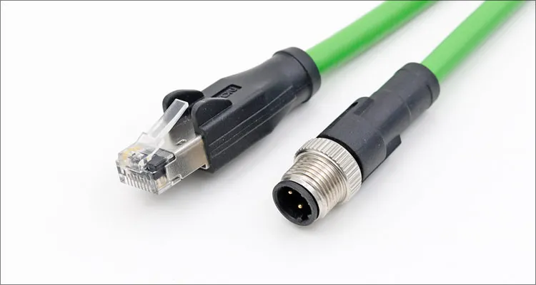 M12 Connector Male 4pin D Code Ethernet 100mbps Cable