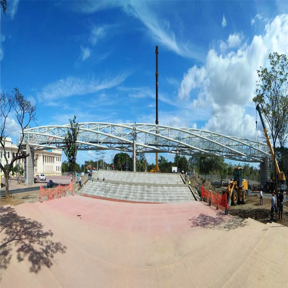 Steel Truss Frame Pedestrian Crossing Bridge Metal Structure Overhead ...
