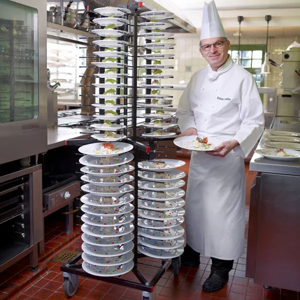 Stainless Steel Restaurant Plate Rack Trolleys with Black Shelf for ...