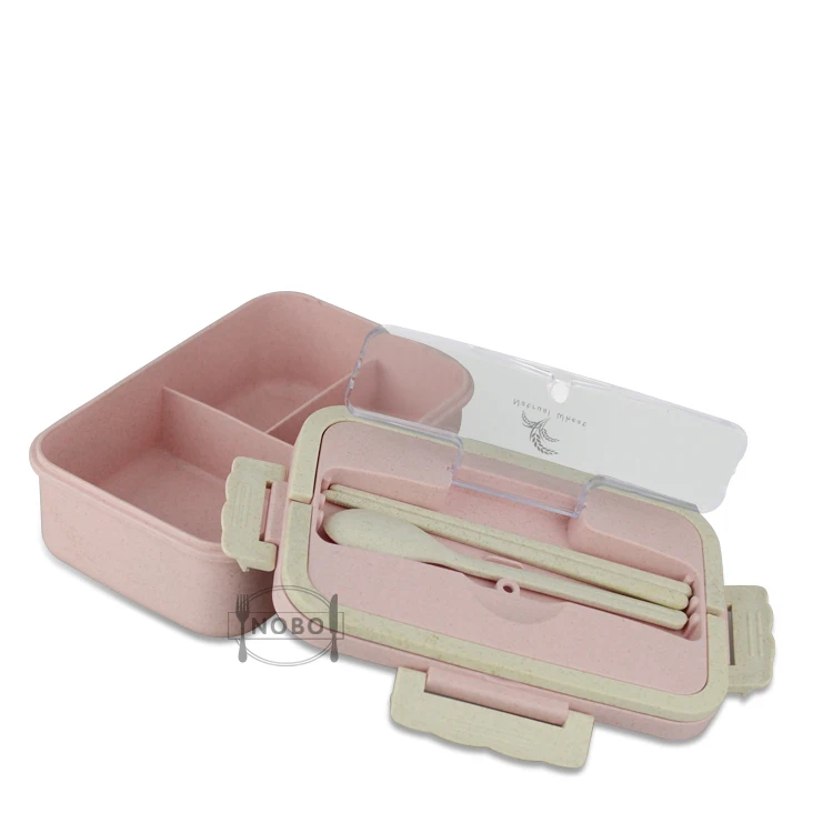 Portable Dinnerware Picnic Potluck Bento Bamboo Fibre Wheat Lunch Box ...