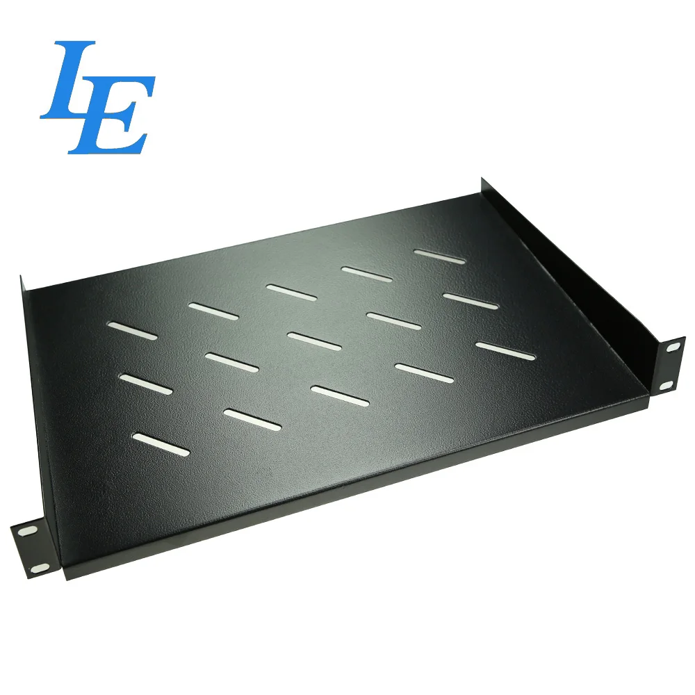 19inch 1U 2U Vented Fixed Cantilever Shelf 250mm 300mm 350mm Deep Black Fixed Plate Sliding ...