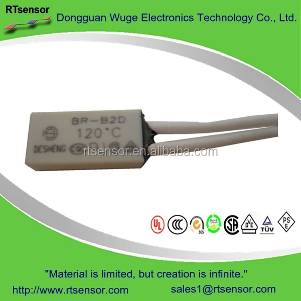 BR-B2D Bimetal Thermostat 250V 5A 120Degree With Lead Wire UL3266 ...
