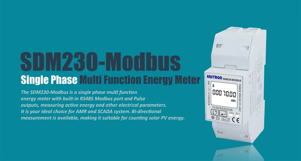Eastron Sdm230-Modbus Single Phase PV Energy Meter - MID Approved