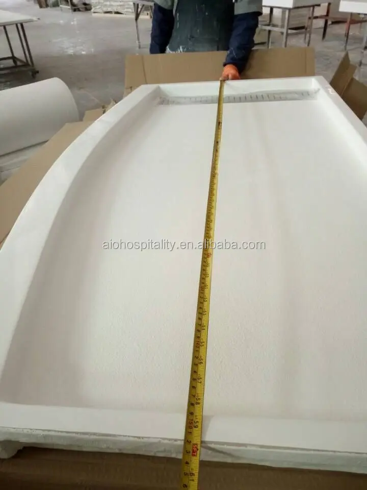 Curved Bowed Front Trench Drain Cultured Marble Shower Pan Cast Marble ...