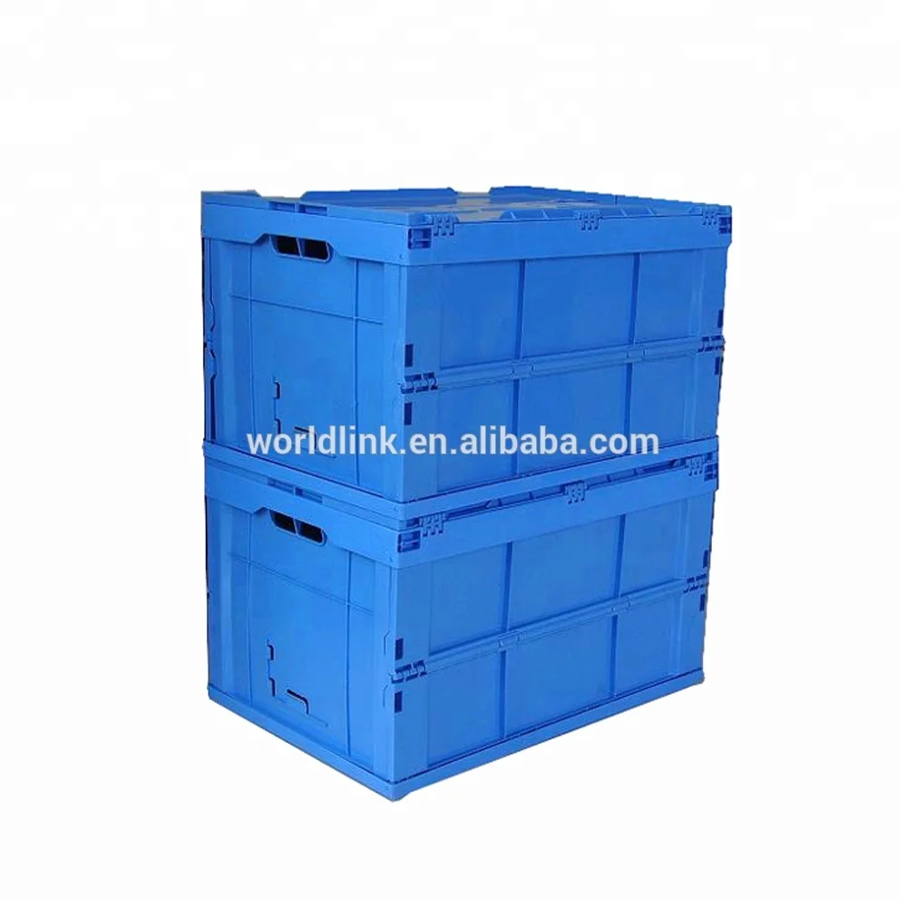 Security Attach Lid Stackable Storage Plastic Folding Collapsible Boxes ...