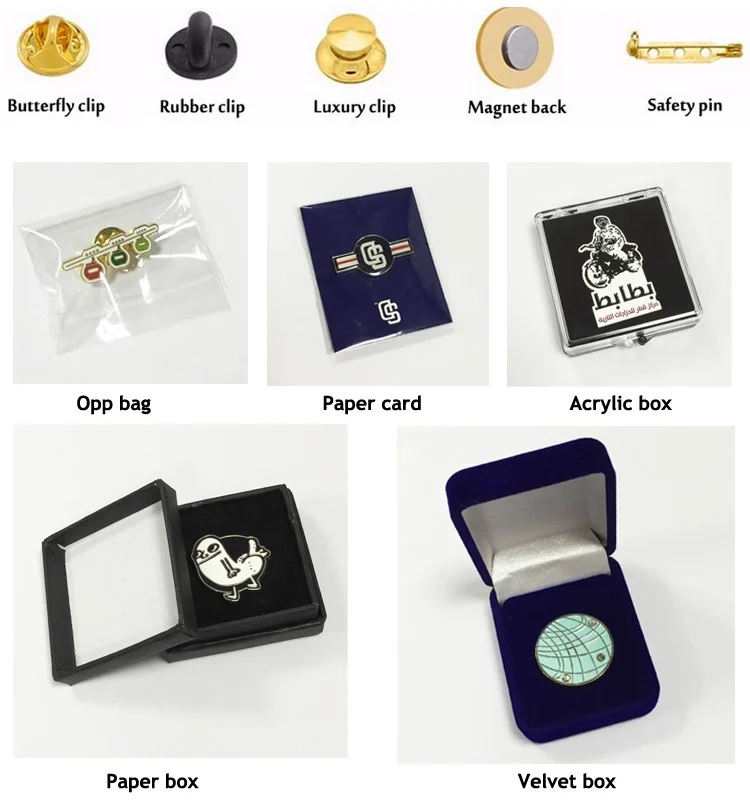 Metal Pin Badges With Custom Packing Acrylic Box Packing Pin Backing ...