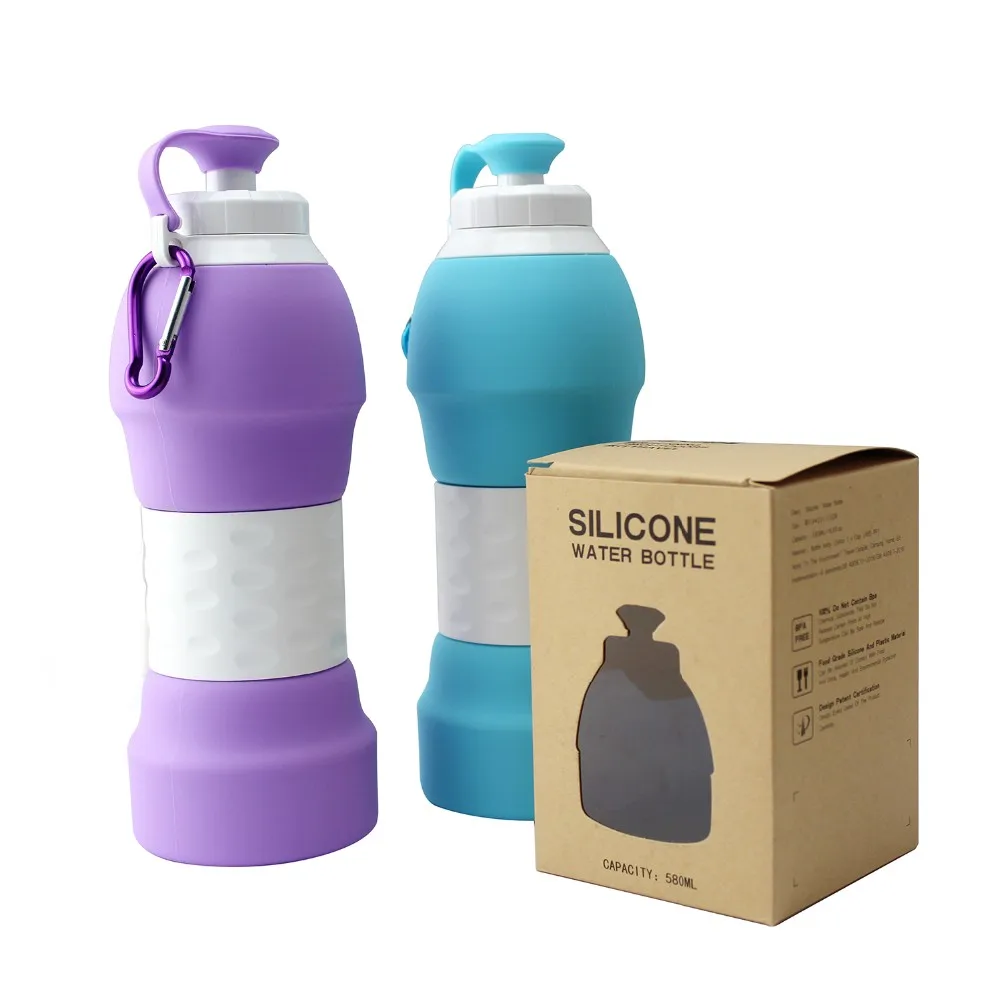Nomader Reusable Collapsible Folding Foldable Silicone Water Bottle ...
