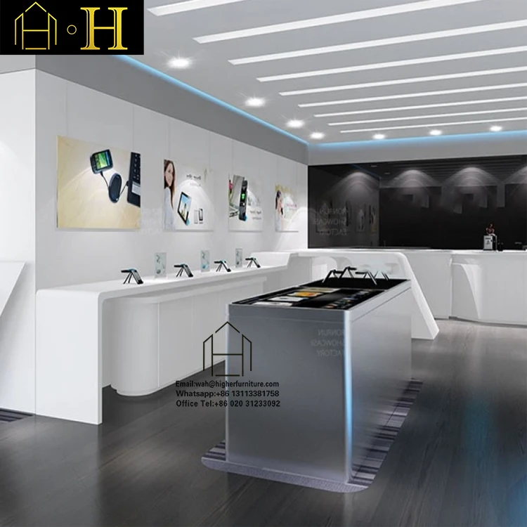 Mobile Shop Interior Design Display Showcase Shopping Mall Wooden ...