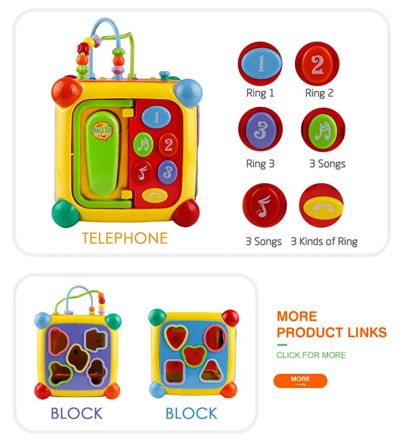 Multi Learning Educational Toy - 6 Sides Musical Cube
