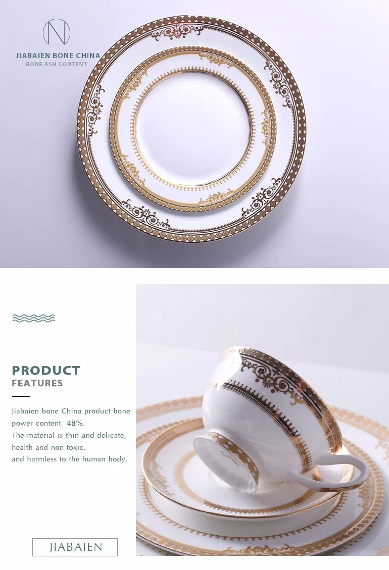 Classic Royal Bone China Dinner Set - Luxury Turkish Gold Rim Porcelain ...