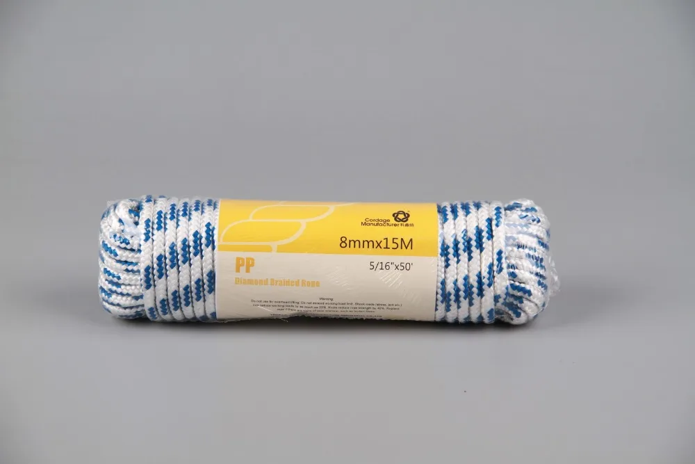 Popular In Europe White Braided Rope With 4 Blue Tracer Made Of Durable ...