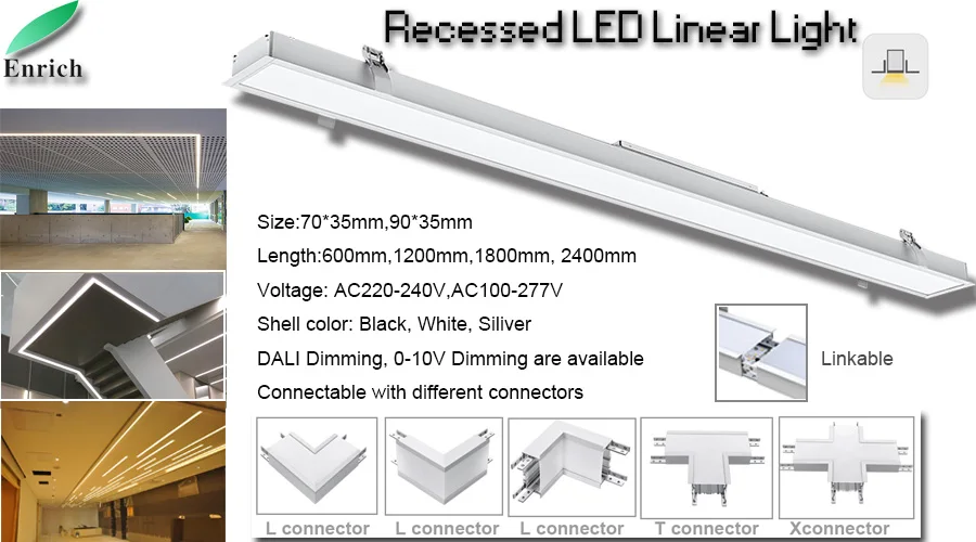 Trunking System Recessed LED Ceiling Linear Light AC220-240V/AC100-277V