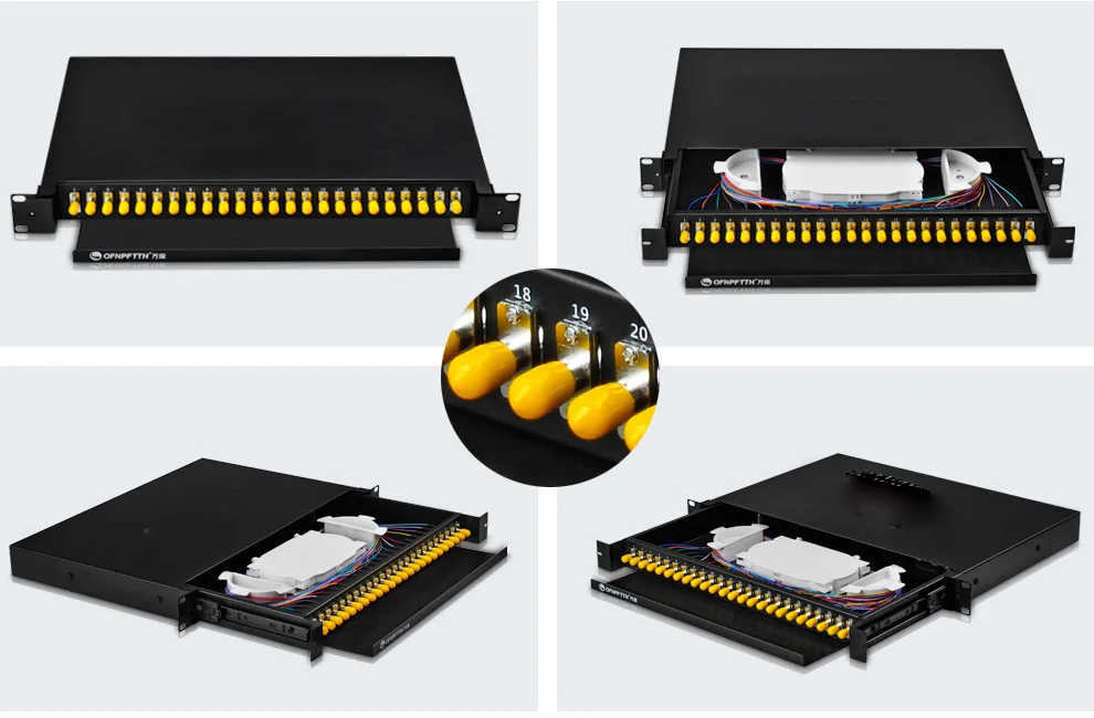 FTTH 1U 19 Inch Rack Mount Fiber Optic Patch Panel - 96 Ports