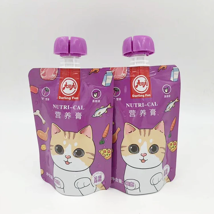 Custom Plastic Stand Up Pouches With Spout Recycle Pet Food Packaging ...