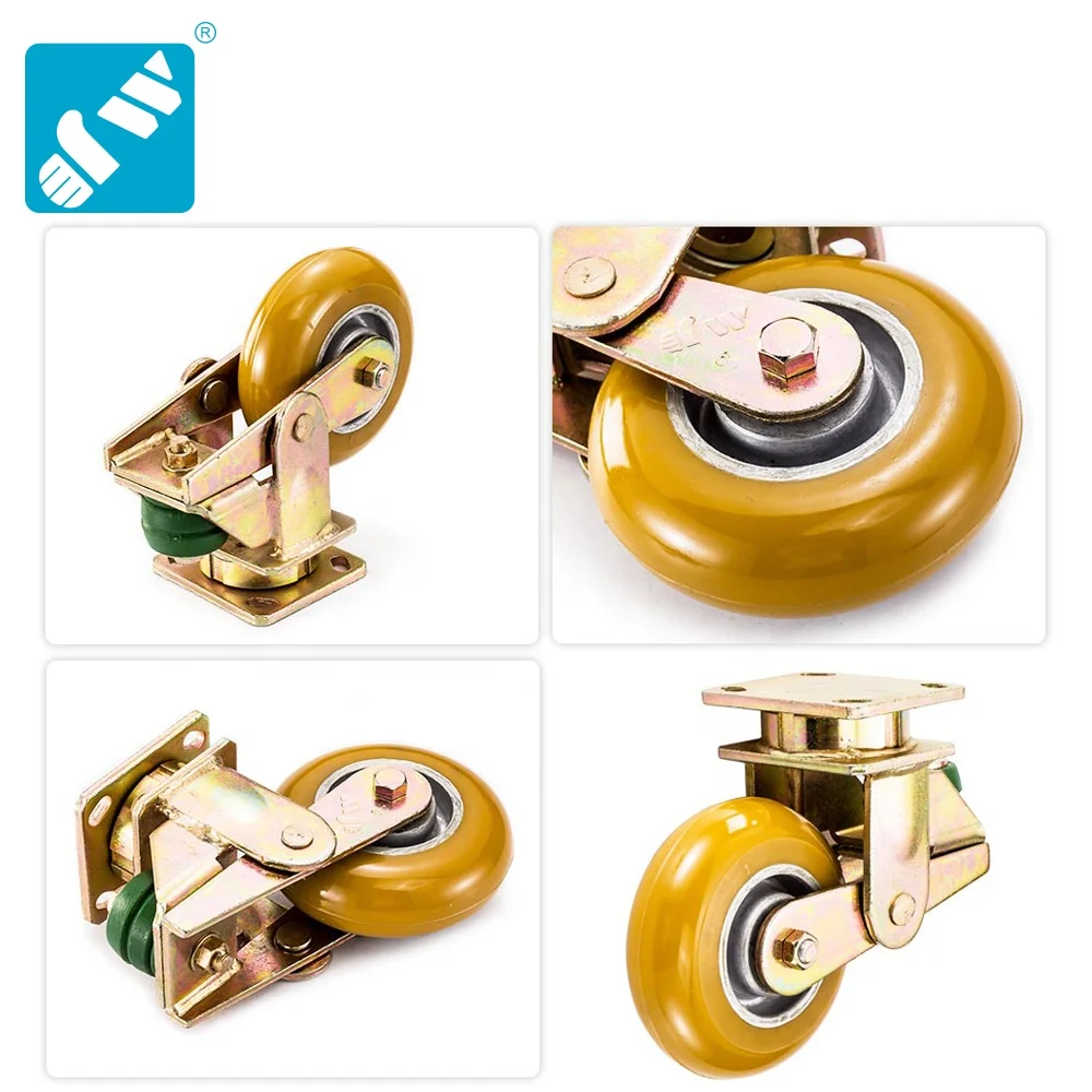 Extra Heavy Duty Swivel Spring Loaded Caster 6/8 Inch Yellow PU on ...