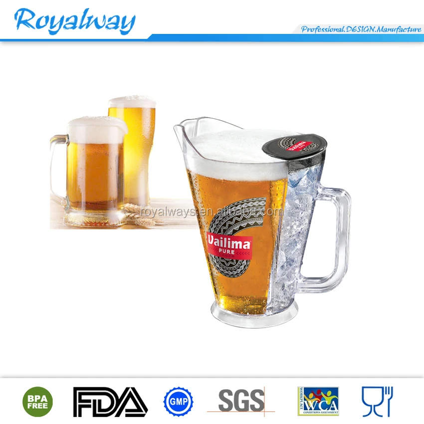 Food Grade 1.5l Acrylic Beer Jug With Ice Cube Compartment,Juice ...