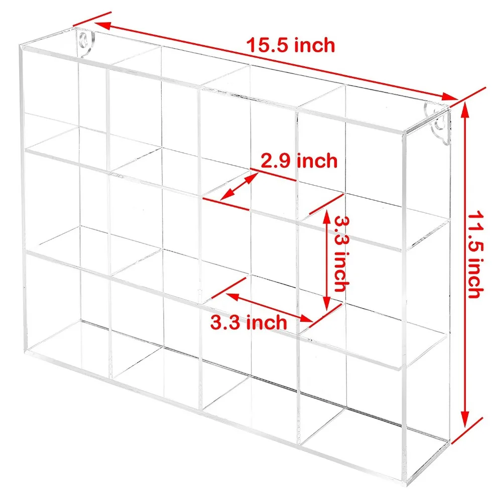 Counter Top Display Case Wall Mounted Organizer Shelf Acrylic 12 ...