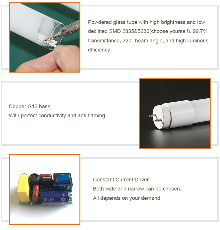 6500k Led Tube Lights 18w T8 - Durable Indoor Lighting