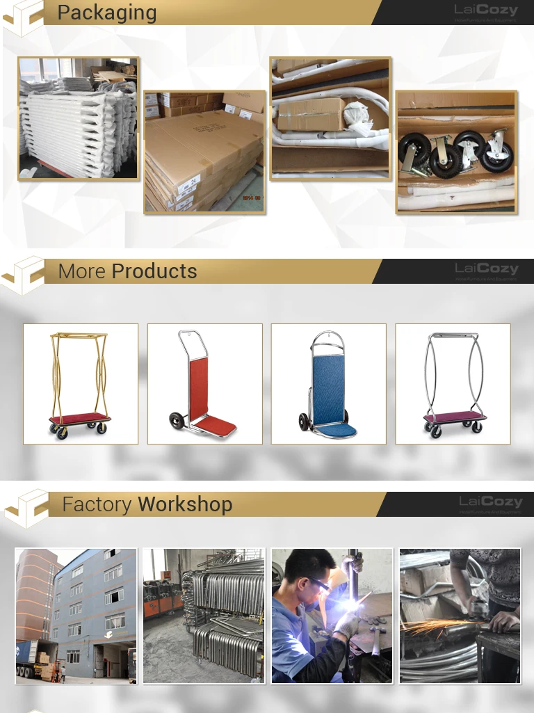 Foldable Polished Luggage Trolley Hotel Lobby Cart With Wheels - Buy ...