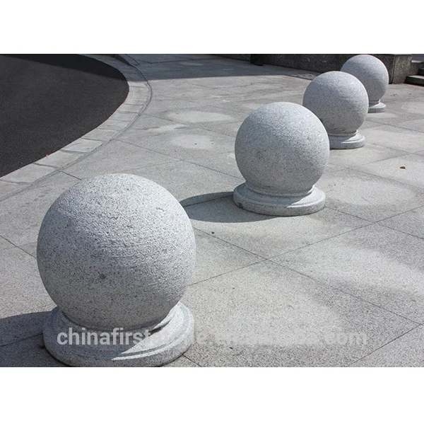 Stone Parking Posts - Durable Sesame White Granite Driveway Pillars for ...