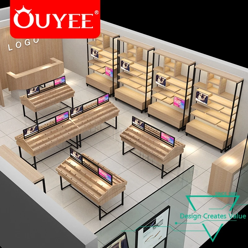 Wall Eyewear Store Layout Furniture Display Optical Shop Interior ...