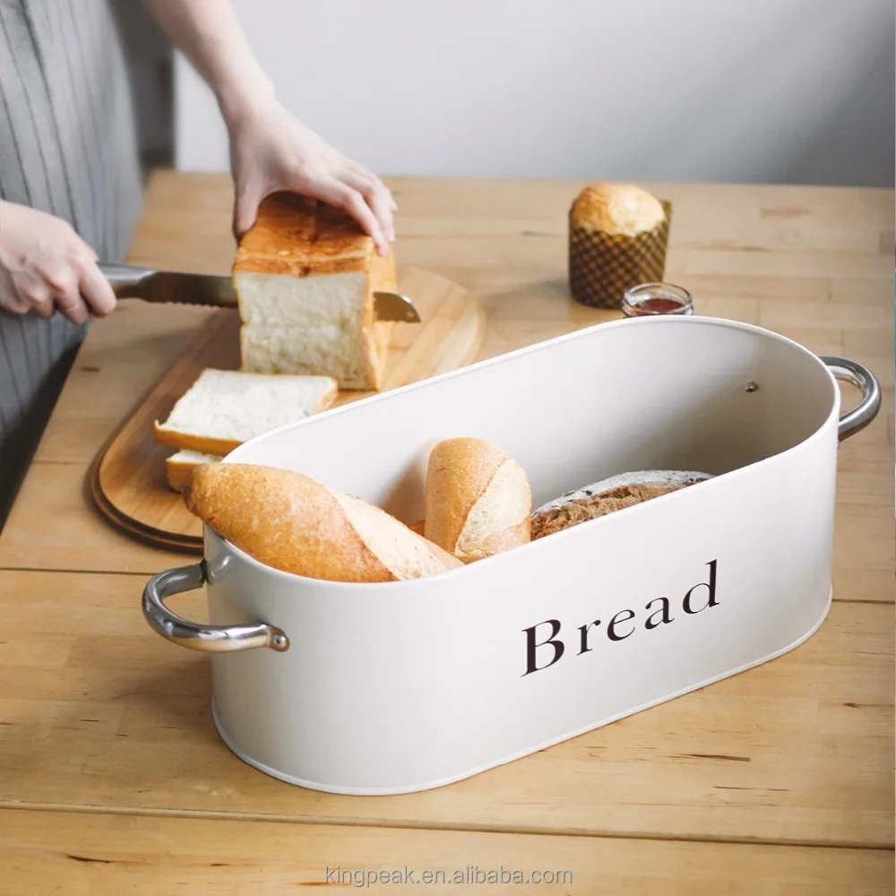 Caja contenedor de pan con asas, contenedor de Metal moderno, tapa de ...